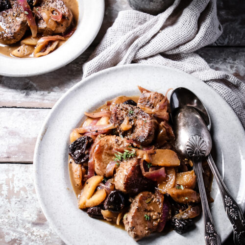 french country pork with apples & prunes - Lovonis Lark